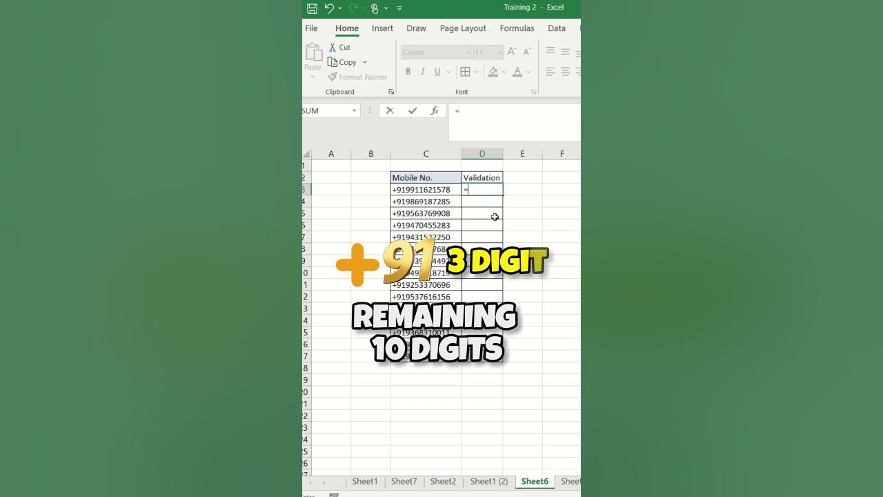 Validate Mobile Numbers in Excel Using LEN Formula in Seconds! 📊 #shorts - YouTube