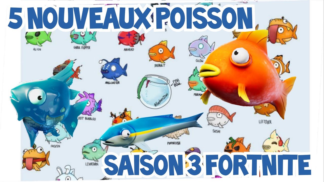 FORTNITE : 5 NOUVEAUX POISSONS ARRIVENT / 5 NEW FISH IN FORTNITE - YouTube