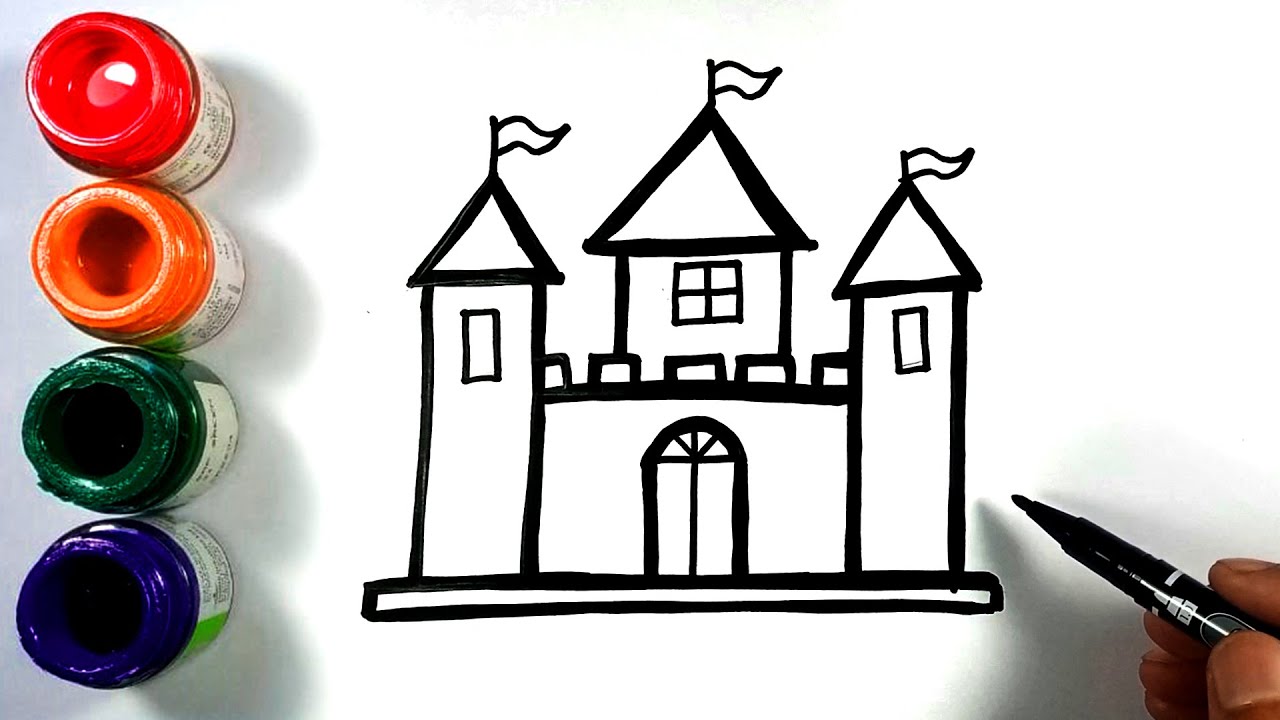 How to Draw a Castle! Easy Drawings for Kids | Step-by-Step Tutorial ...