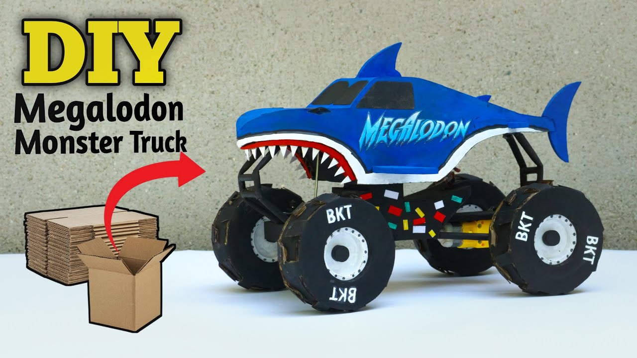 Hand Made Megalodon Monster Truck From Cardboard | Monster Truck With ...