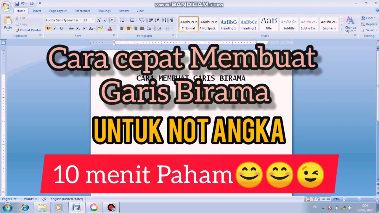 Cara Cepat Membuat Garis Birama Untuk Pengetikan Not Angka - YouTube