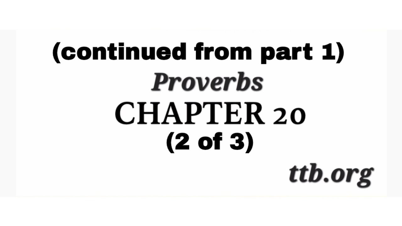 Proverbs Chapter 20 (Bible Study) (2 of 3) - YouTube