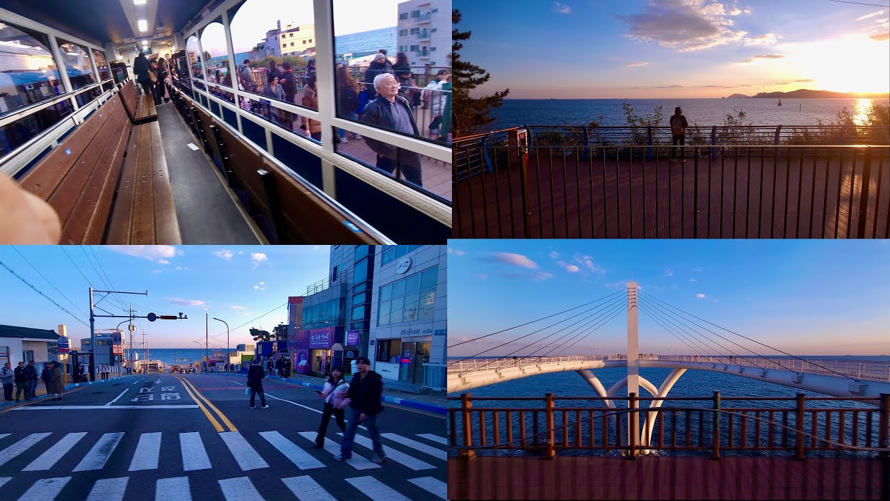 Ride on the blueline tour train / seaside tour / Haeundae beach / Busan ...