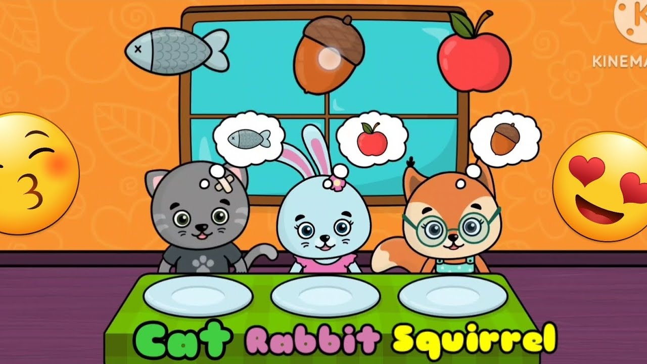 What's Rabbit, Squirrel or Cat usually eats ? Let's learn sizes too ...