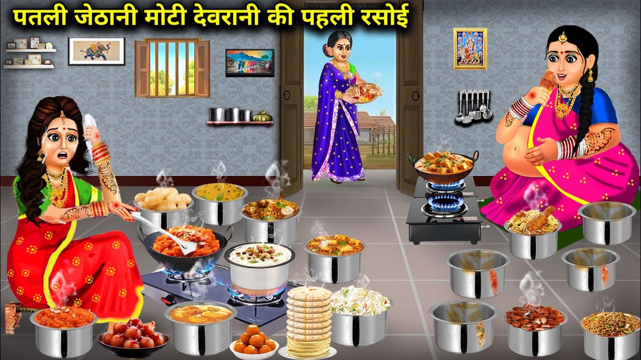 पतली जेठानी मोटी देवरानी की पहली रसोई|Cartoon Videos|Patali Moti Bahu ...