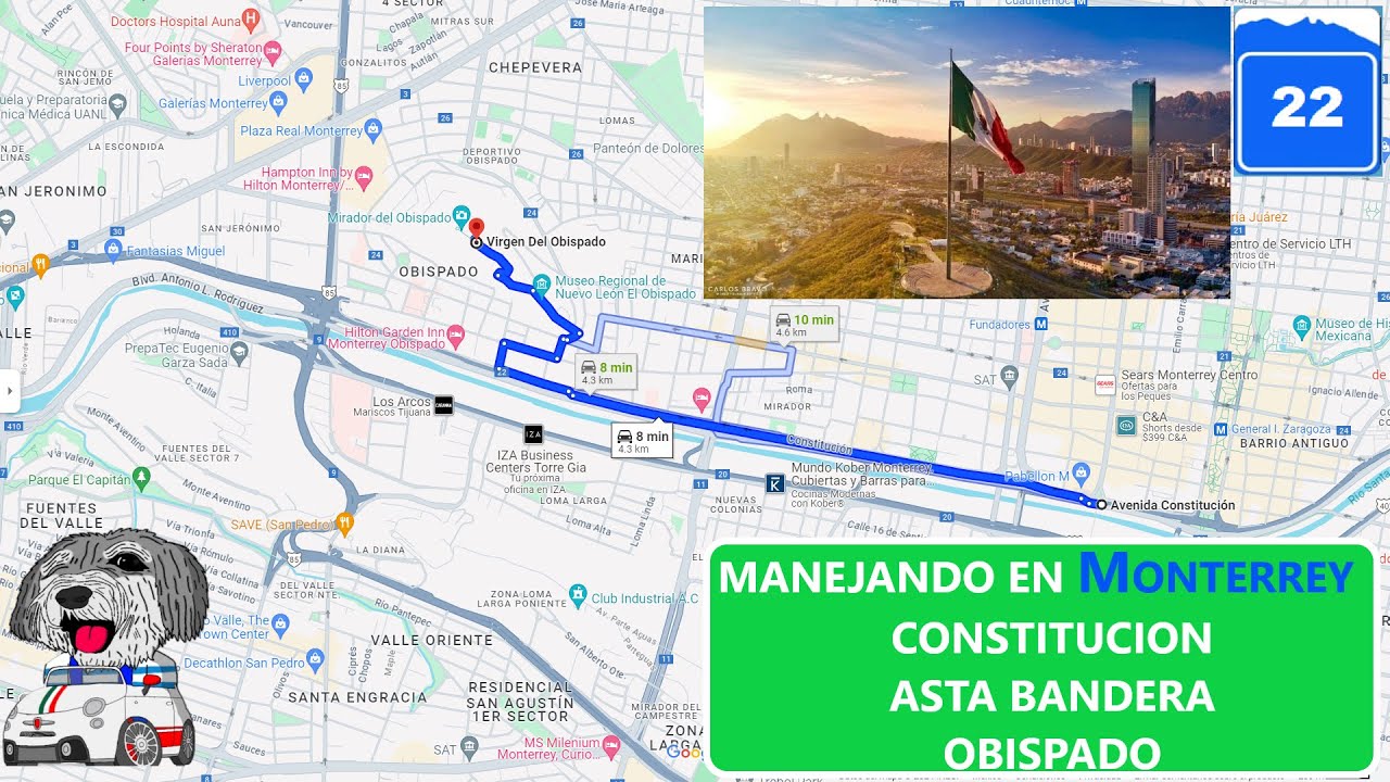 Manejando en Monterrey Asta Bandera Monumental Constitución Obispado ...