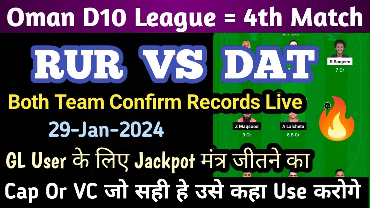 RUR vs DAT Dream11 Team, Rur vs Dat Dream11 Prediction | Rur vs Dat ...