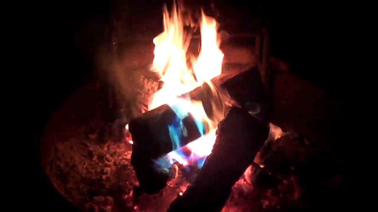 Blue + green flames campfire at Tully Lake - YouTube