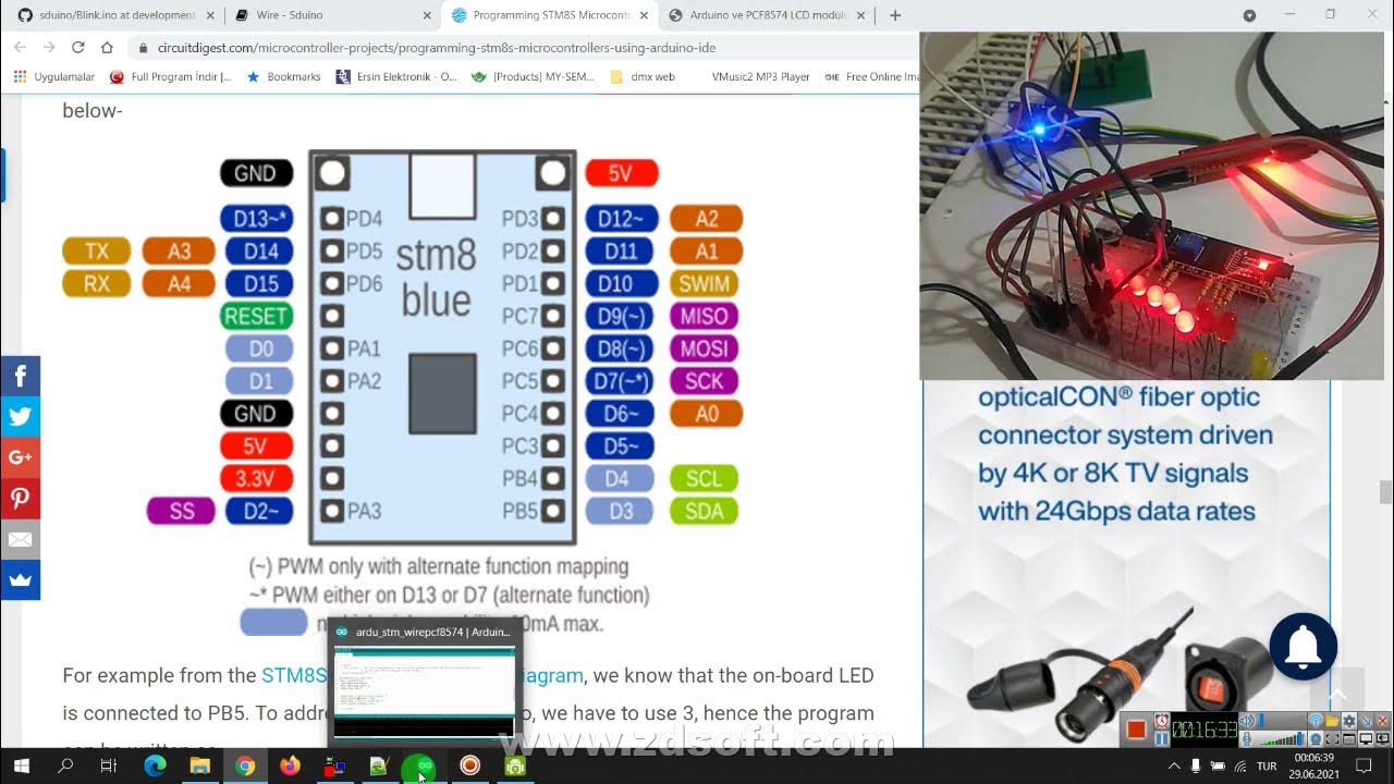 ARDUINO IDE ile STM8 programlama I2C part-2 - YouTube