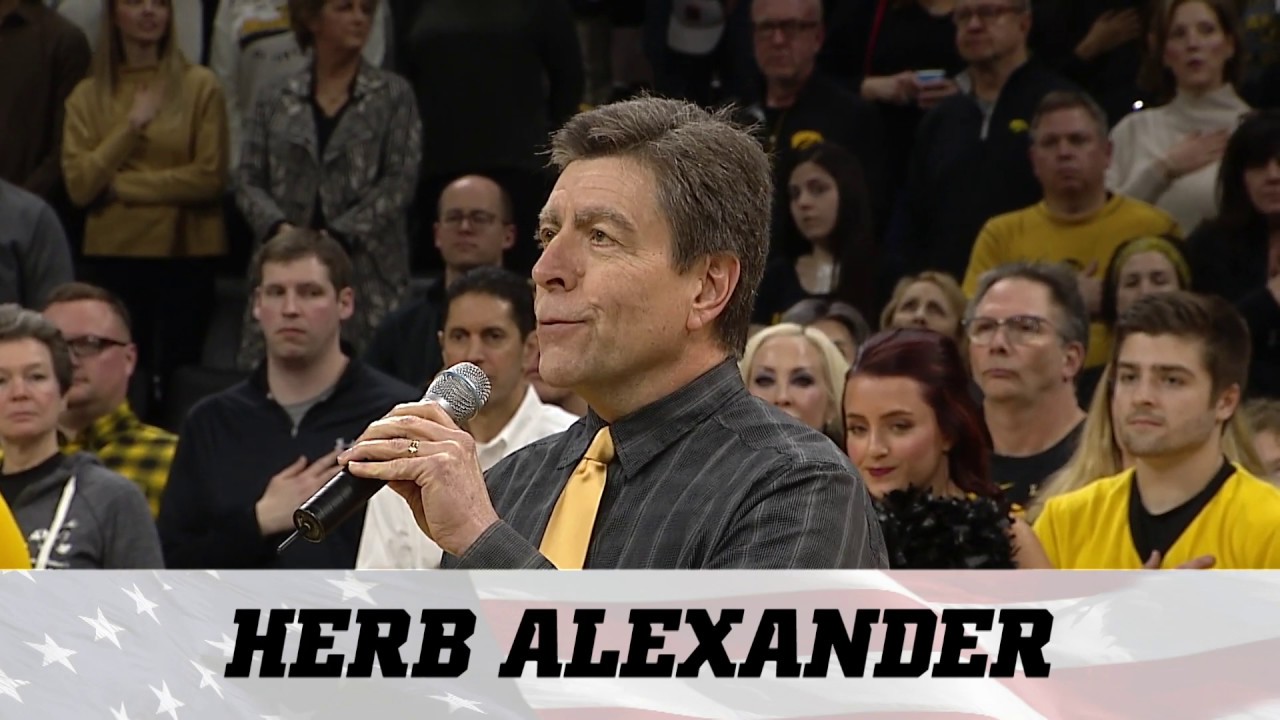 Herb Alexander sings the national anthem at the University of Iowa ...