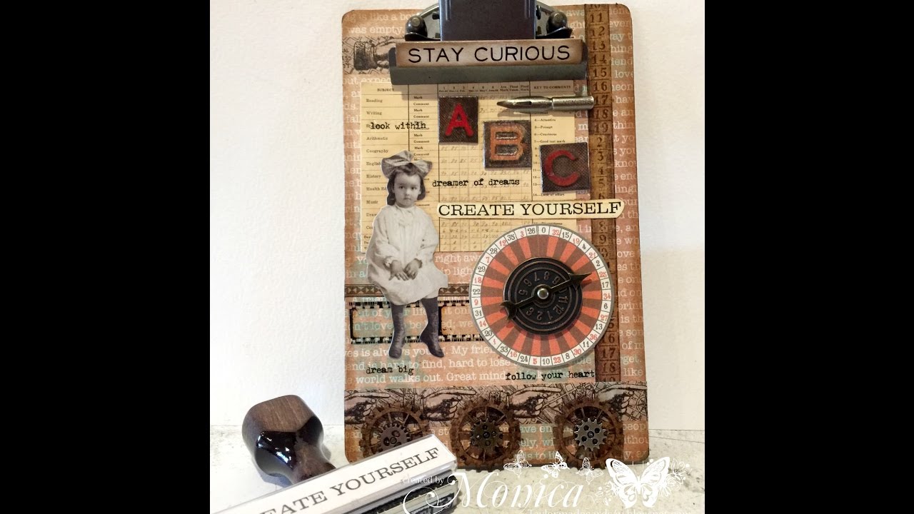Tim Holtz Altered Clip Board using new Paper Dolls and personalized ...