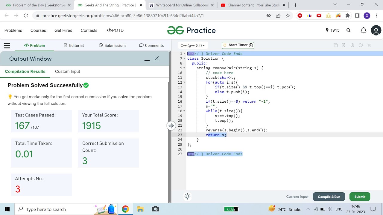 Geeks And The String | Stack | O(N) Time | C++ | GFG | POTD 23-01-22 - YouTube