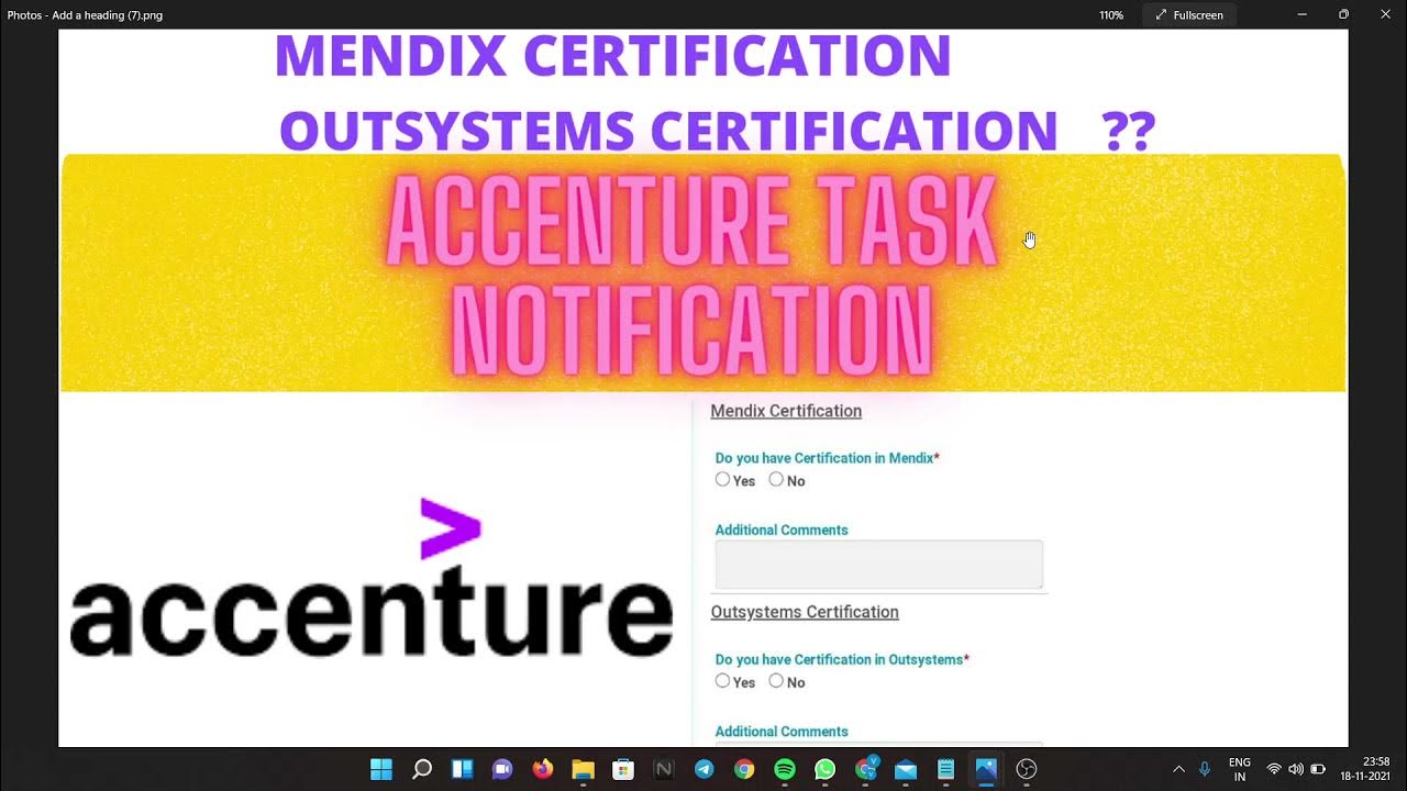 Accenture task notification 2022 | Mendix and Outsystems Certification | Accenture off campus ...