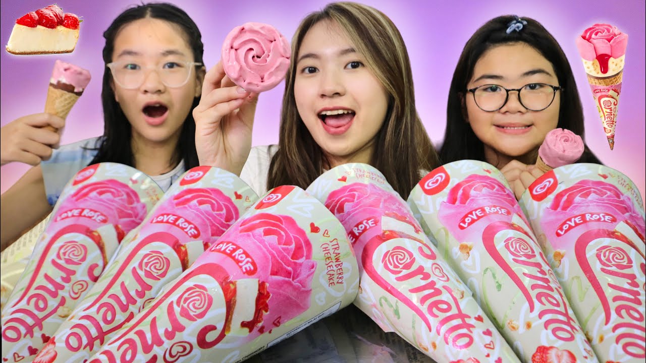 BARU💕 MUKBANG ICE CREAM WALLS CORNETTO LOVE ROSE | BENTUK BUNGA MAWAR🌷 ...