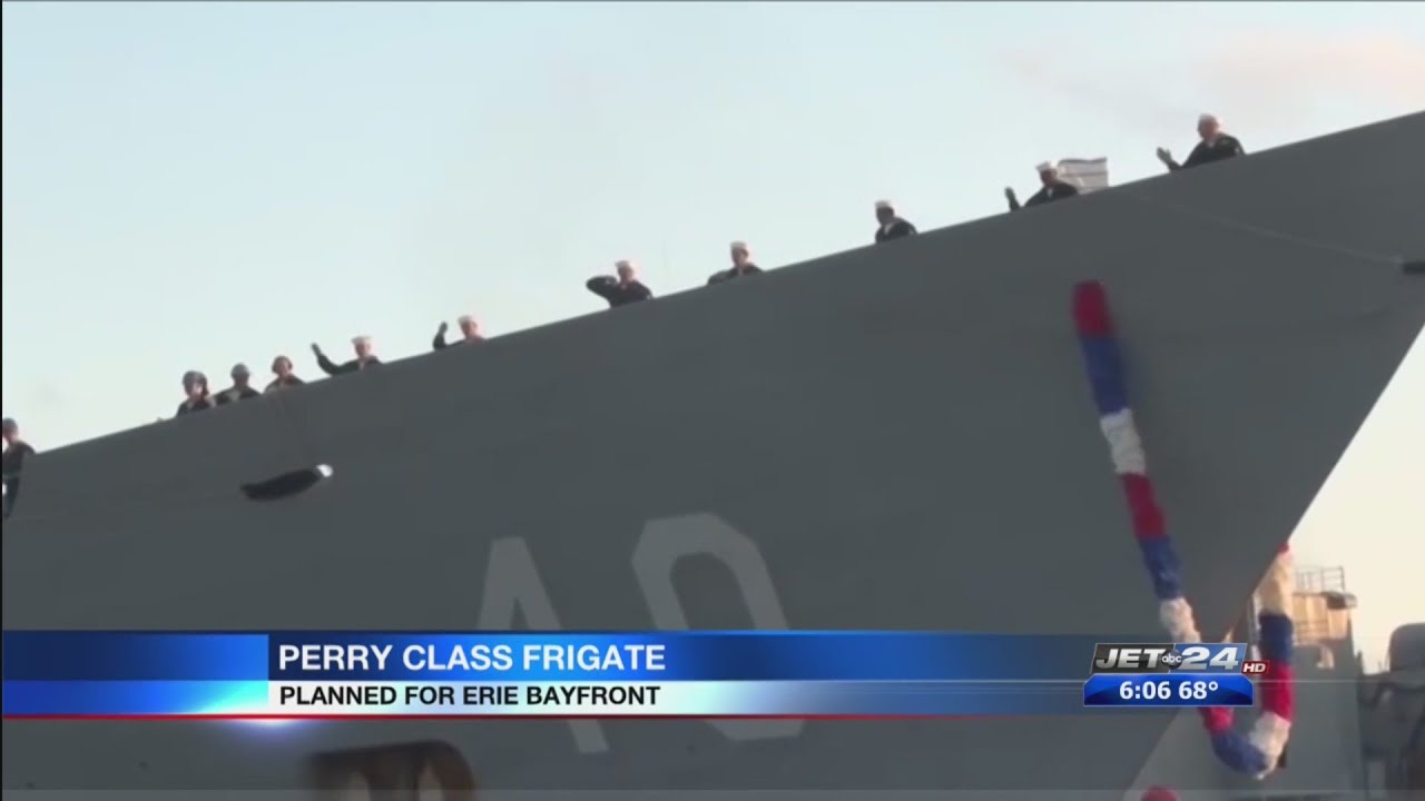 Erie Bayfront on the wake of securing a Perry class frigate - YouTube