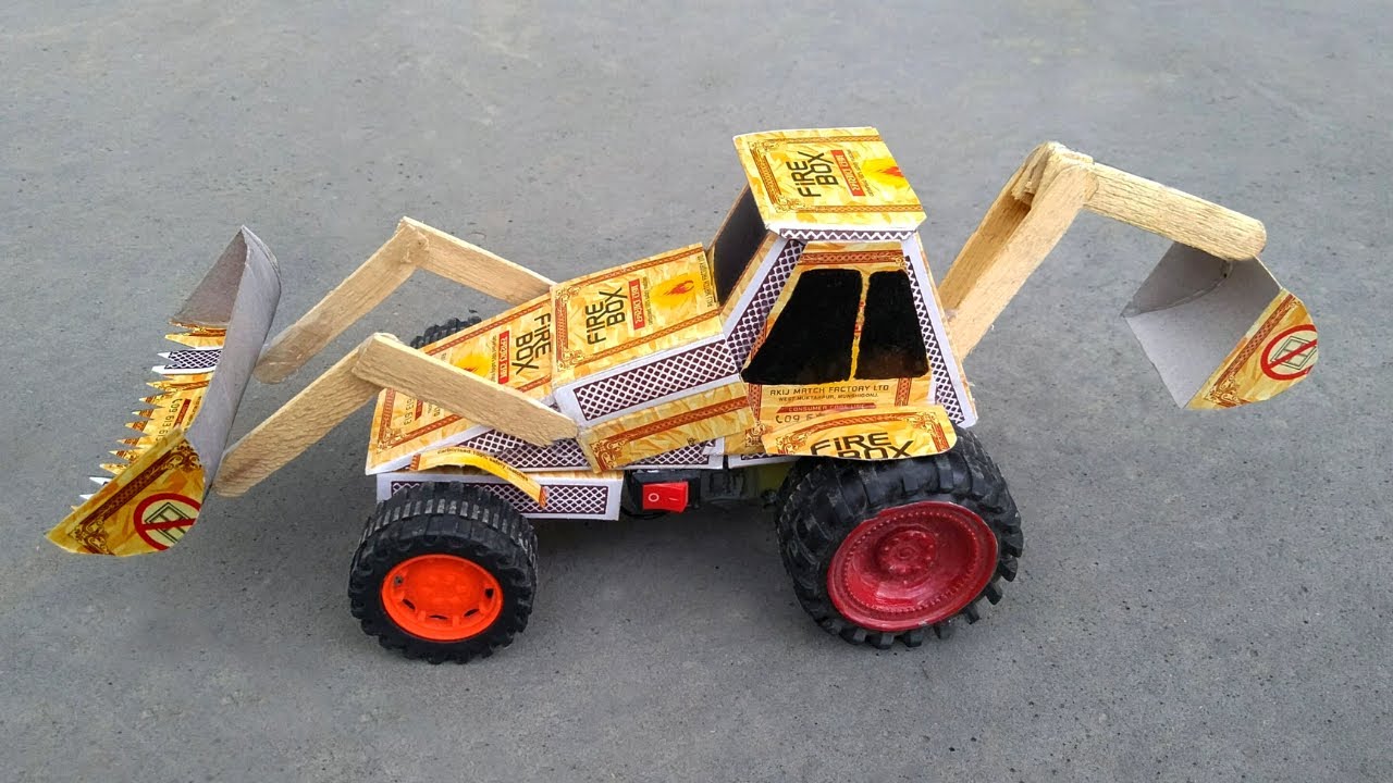 how to make JCB at home from matchbox - Diy JCB Backhoe Loader - mini ...