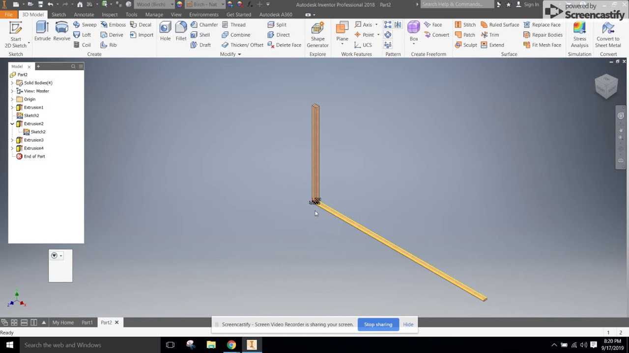 Modeling 16' 3 stud corner wall in inventor 1/2 - YouTube