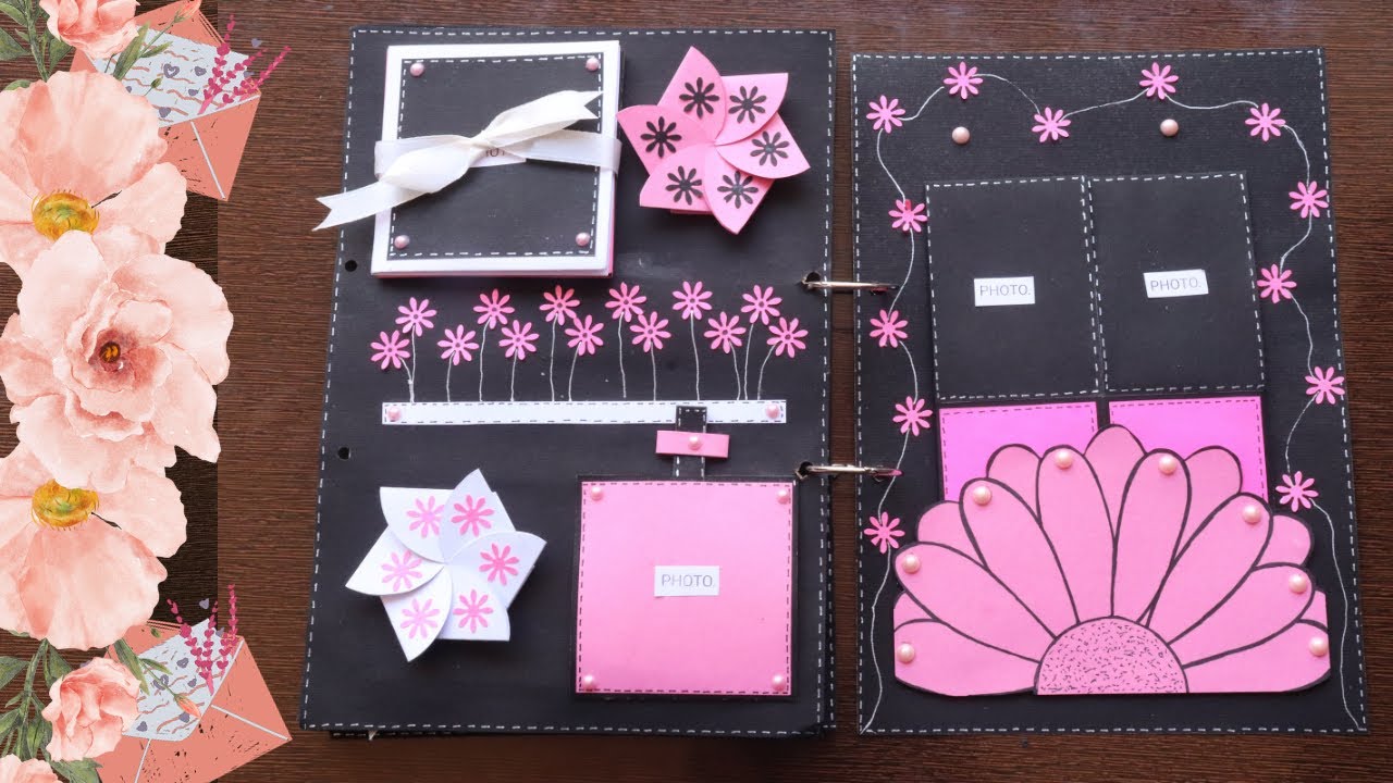 A4 Size Scrapbook tutorial | Part 6| Red, Pink & white page |Memorable ...