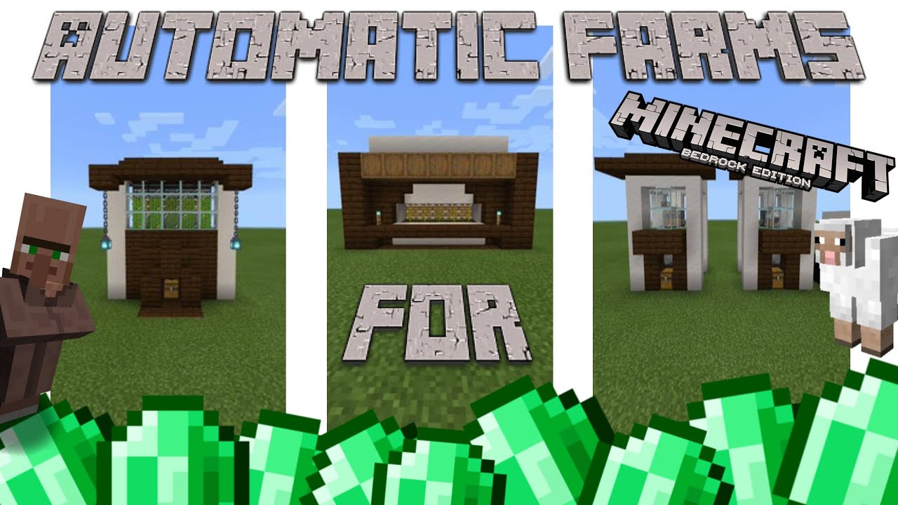 Minecraft bedrock | 3 easiest automatic farms for emeralds! | Tutorial ...