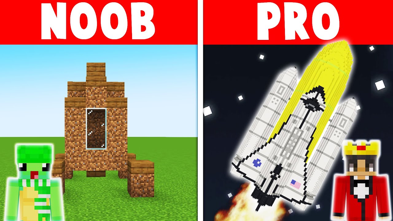 Minecraft NOOB vs HACKER: ROCKET BUILD CHALLENGE - YouTube