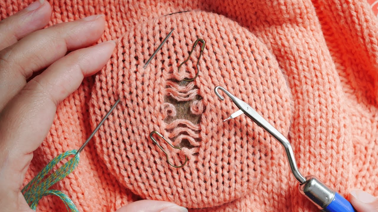 Colourful repair of a hole - showing front and back! | relaxing video ...