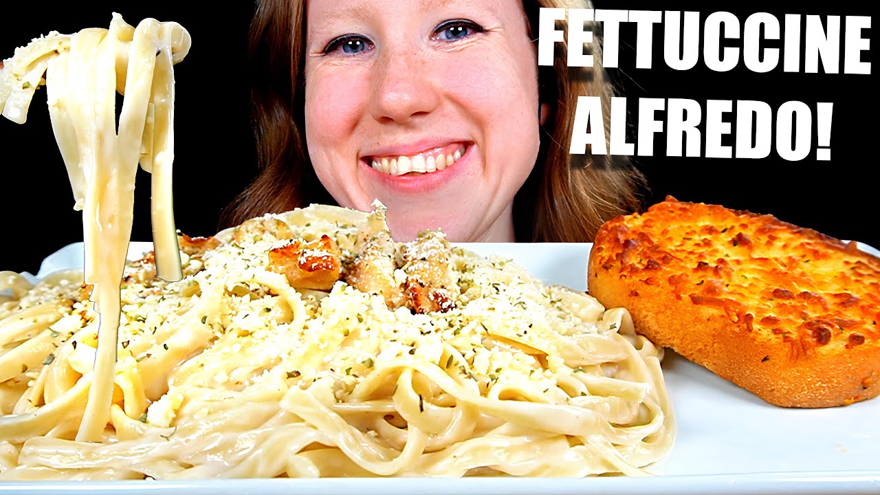 ASMR CHICKEN FETTUCCINE ALFREDO MUKBANG EATING SOUNDS - YouTube