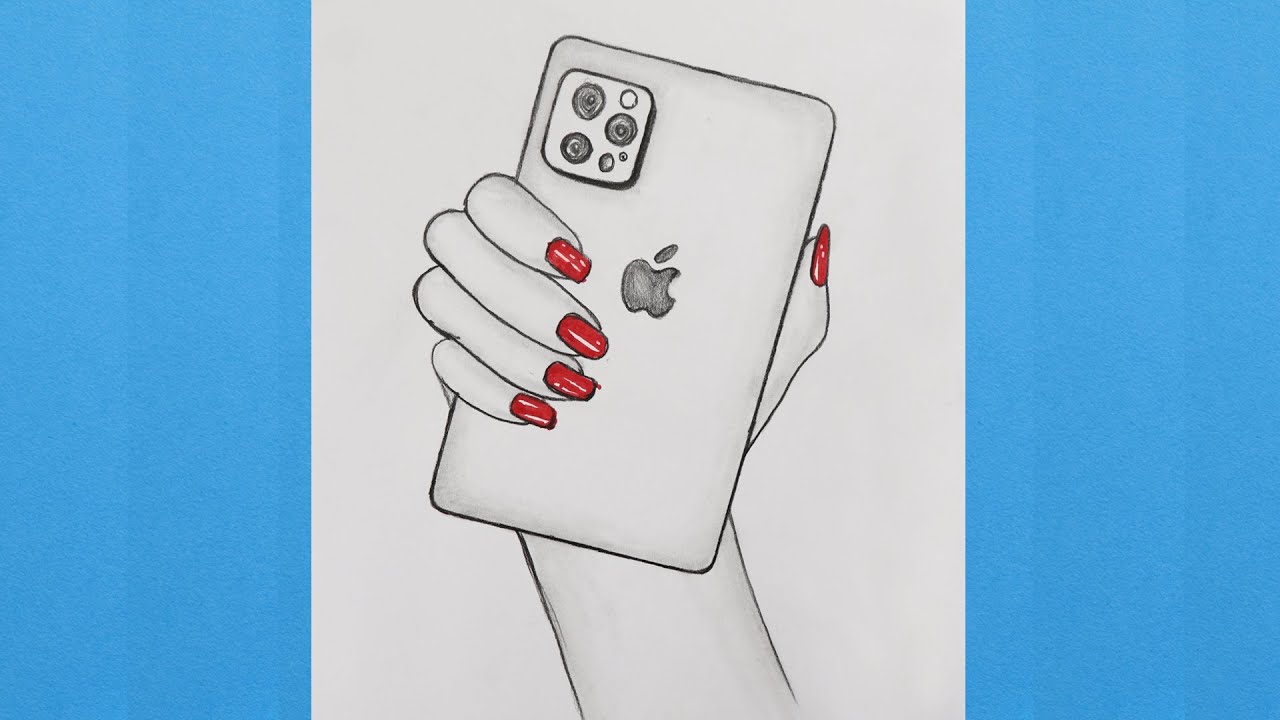 How to Draw a Hand Holding a iPhone | Pencil Sketch - YouTube