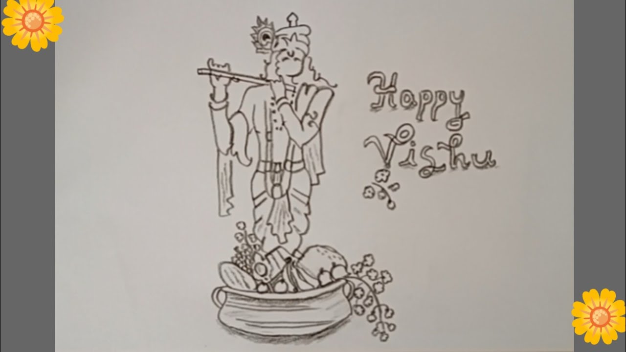 Vishu drawing | Easy drawing for vishu | Vishu kani drawing | step by ...