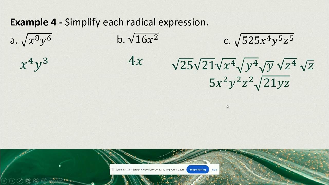 Simplifying Square Roots with Variables - YouTube