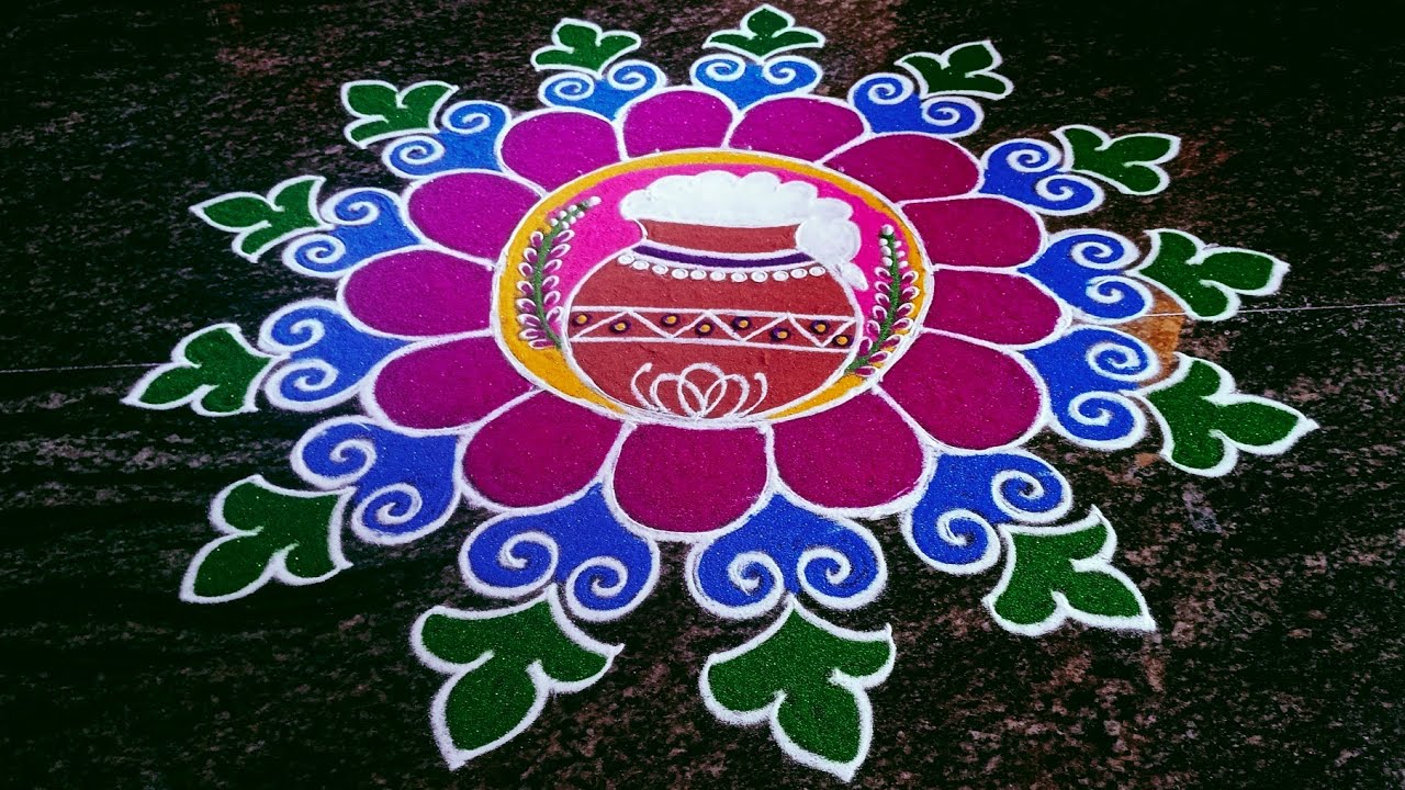 Pongal kolam 2025 | Sankranthi rangoli designs 2025 | Sankranthi ...