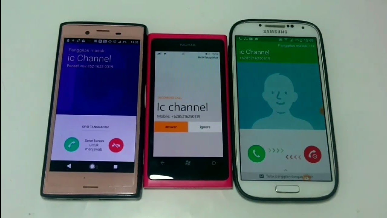 SONY XPERIA VS NOKIA LUMIA VS SAMSUNG S4 incoming call (same time ...