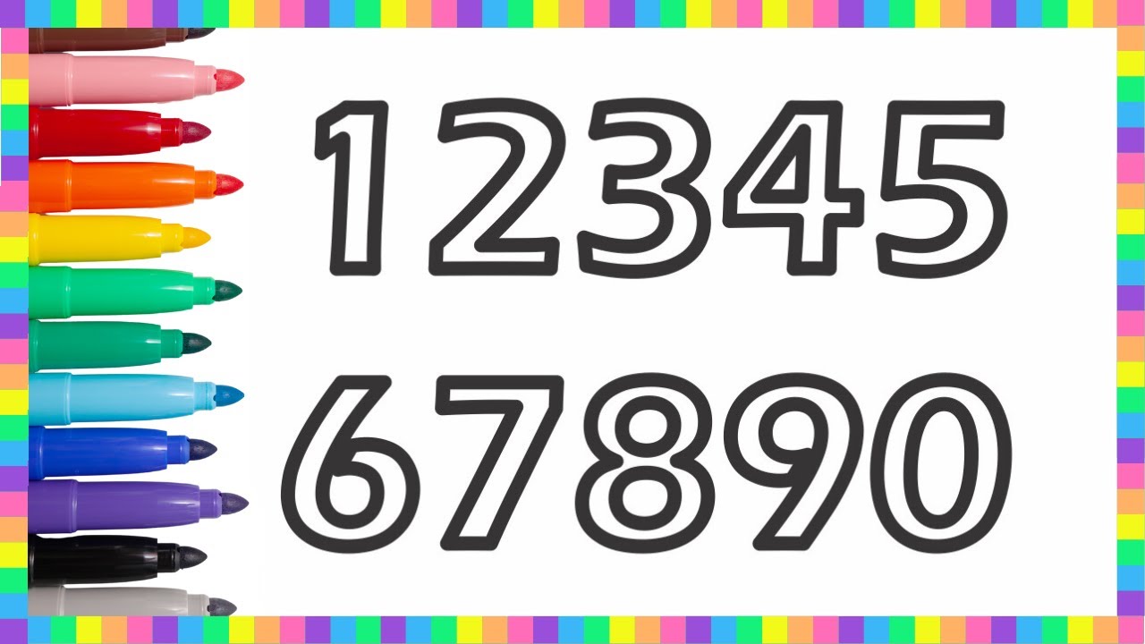 Single-digit number drawings to color for kids to learn numbers and ...