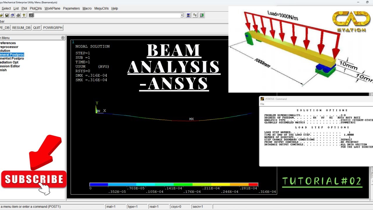 Ansys tutorial for mechanical engineer || Beam analysis || Tutorial 2 ...