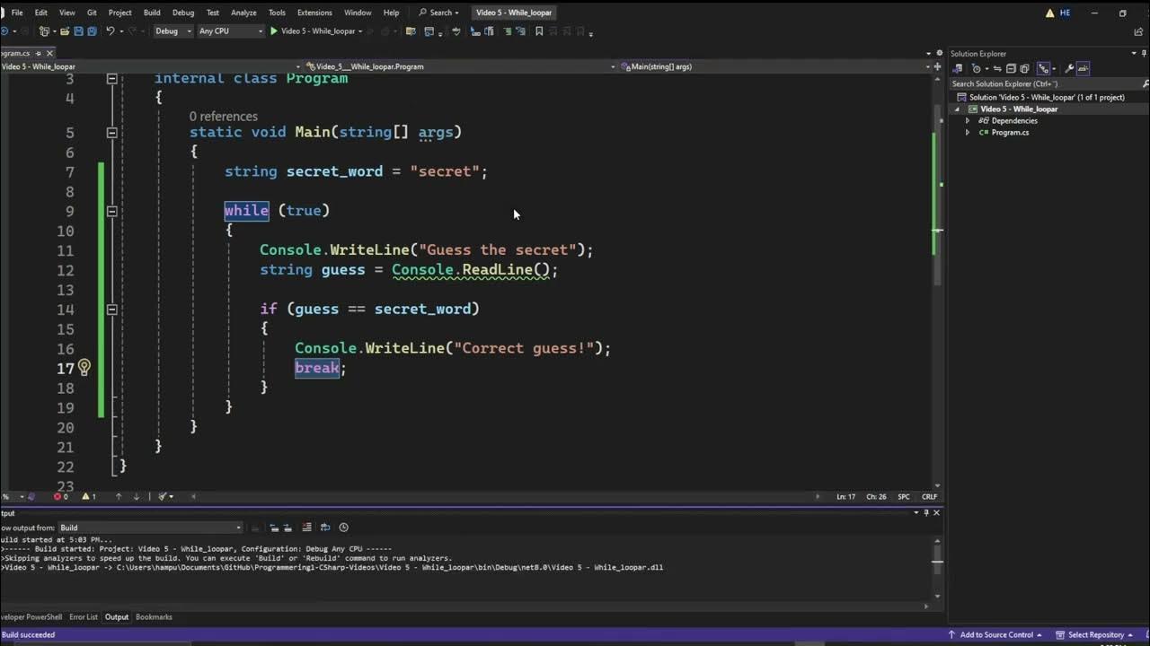 Programmering 1 - C# - Video 5 - While loopar - YouTube