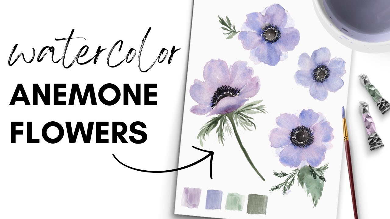 How to Paint Watercolor Anemone Flowers | Easy Tutorial - YouTube