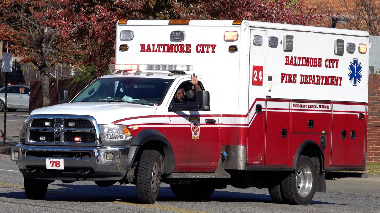 Baltimore City Fire Department Ambulance 24 Responding - YouTube