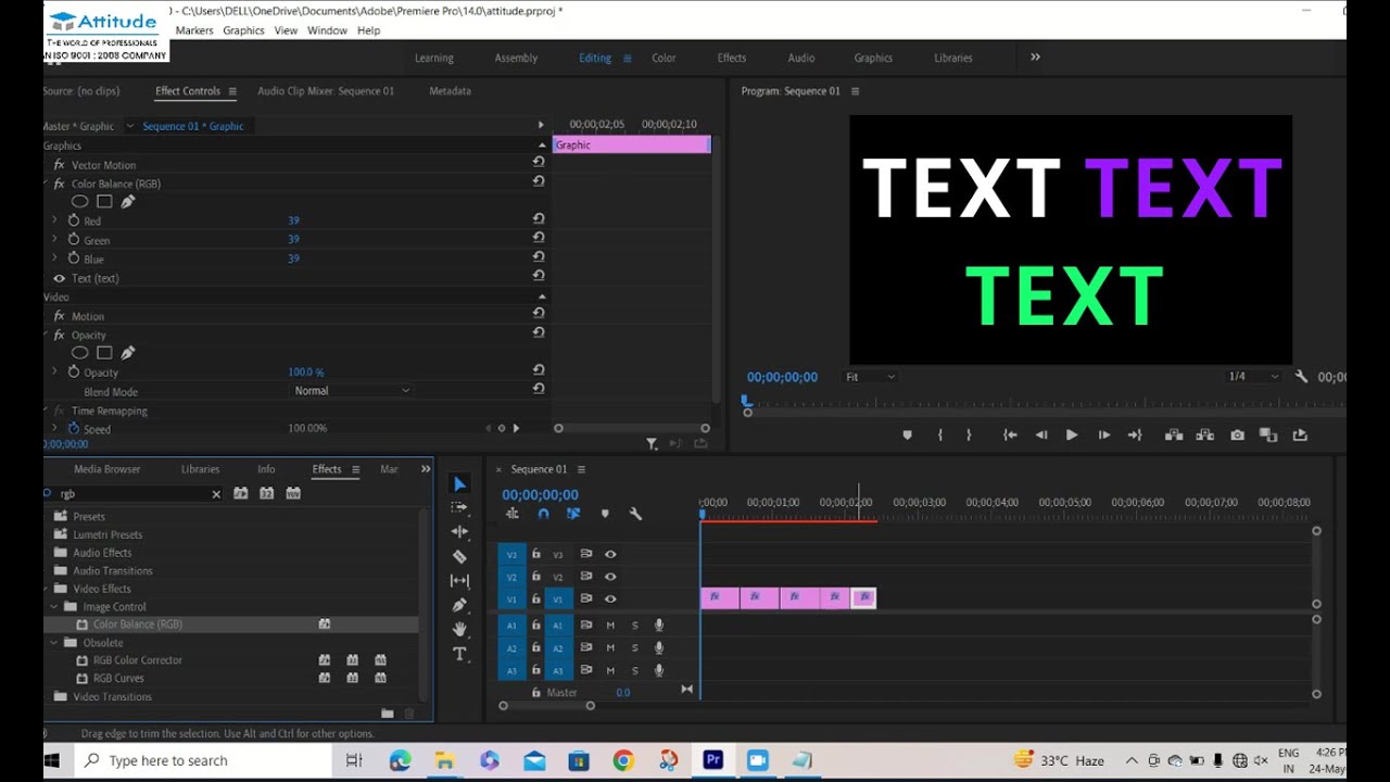 Colour Changing Text Effect | Adobe Premiere Pro | Learn With Attitude ...