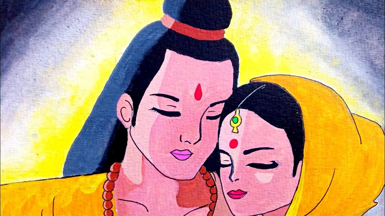 Shri Ram - Sita Watercolor Painting | Siya Ram Painting | Watercolor ...
