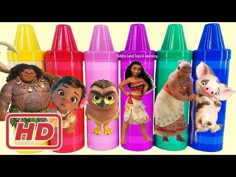 Disney Moana Crayons Toy Surprises Body Paint Finger Family Nursery ...