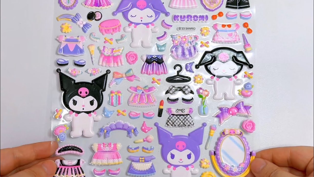 ASMR DIY Kuromi Dress-up Sticker 💜Unbox Sanrio 3D Stickers - YouTube