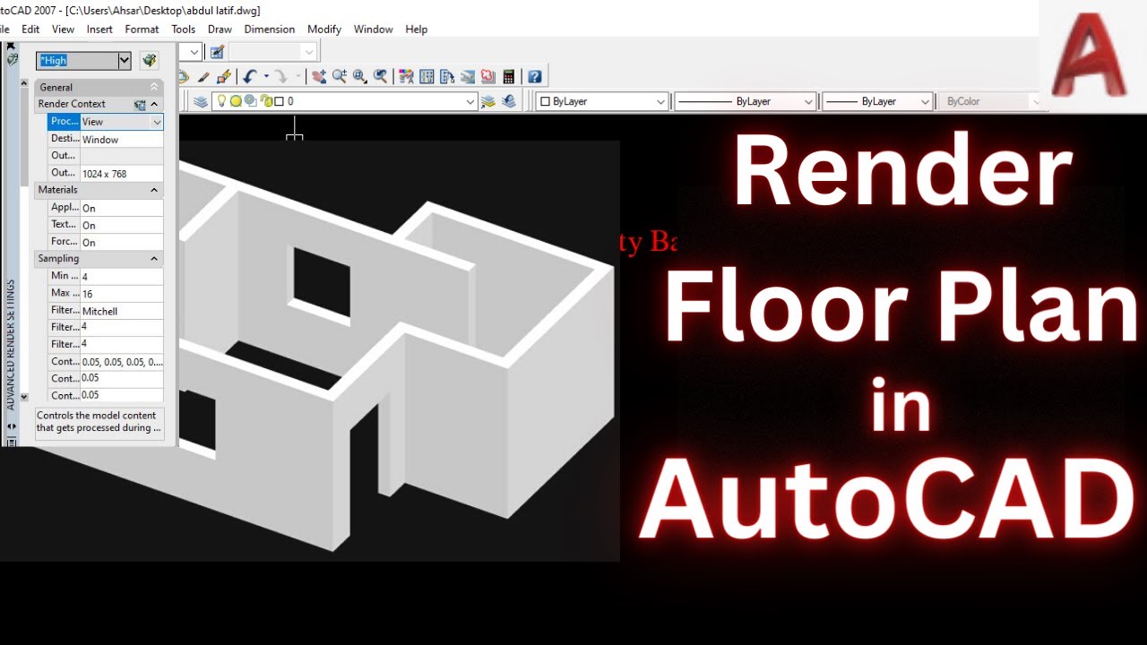 Render Floor Plan in AutoCAD | AutoCAD Render Settings | AutoCAD ...