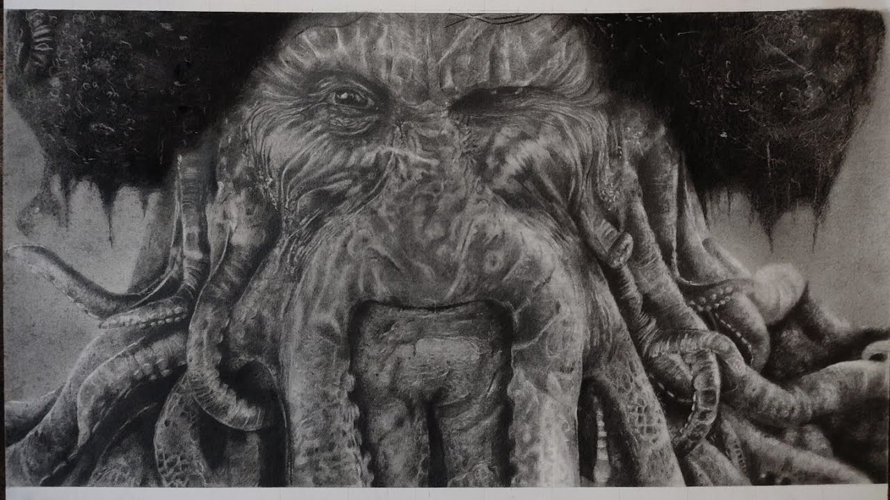 Drawing Davy jones pencil sketch | pirates of carribbean - YouTube