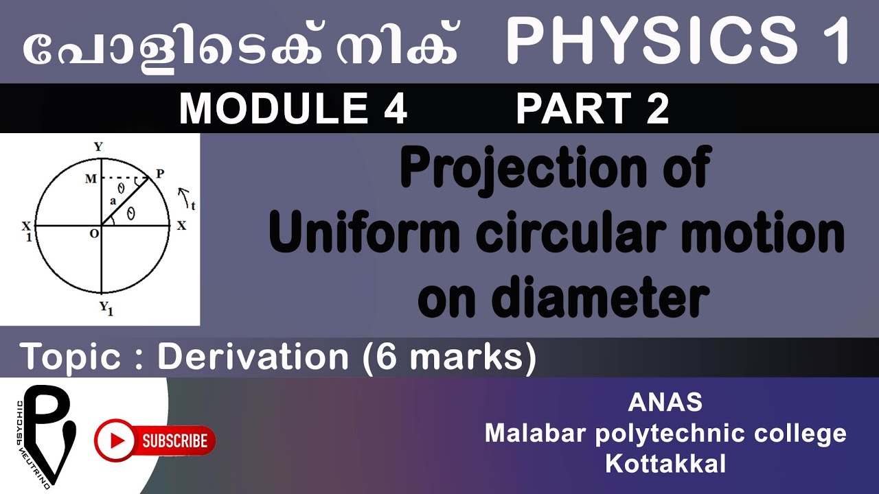 Sem 1 Module 4 PART 2 | Projection of uniform circular motion on ...