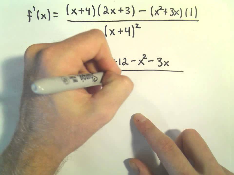 Calculus: Quotient Rule and Simplifying - YouTube