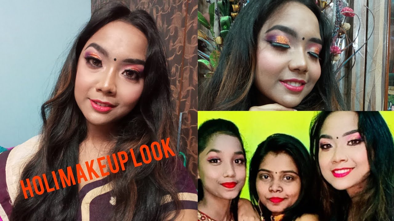 Holi makeup look in 2022.(ALL IN ONE -MAKEUP/VLOG) - YouTube