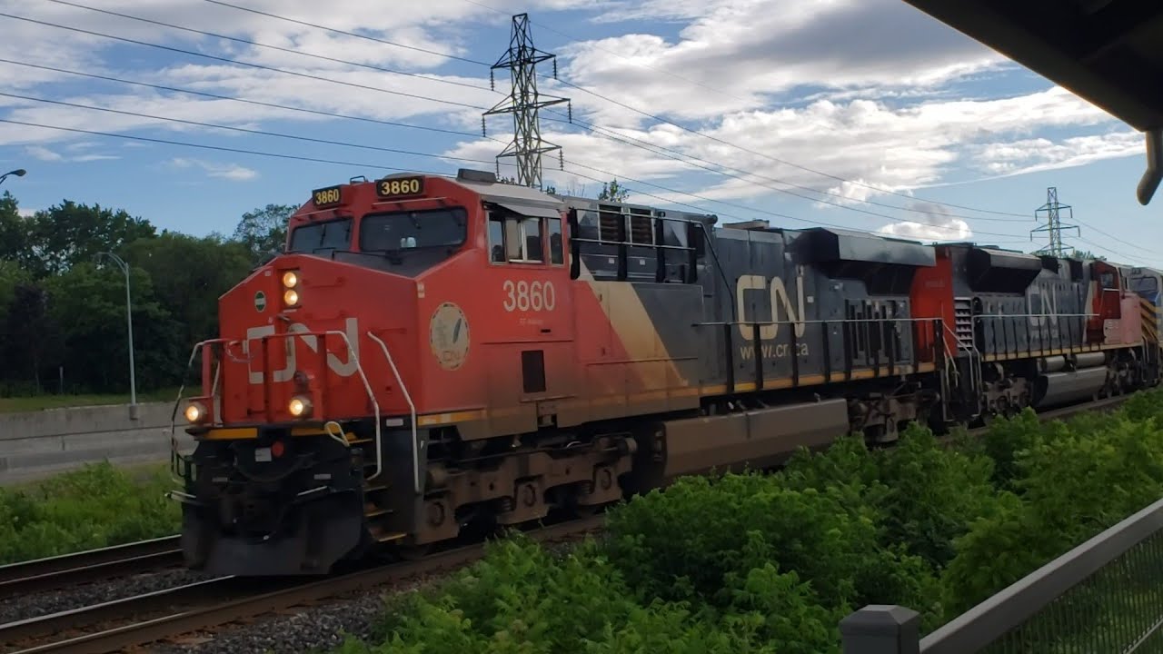 TRAINS Eastbound CN Fast Double Stack at Beaurepere With Elton McFall - YouTube
