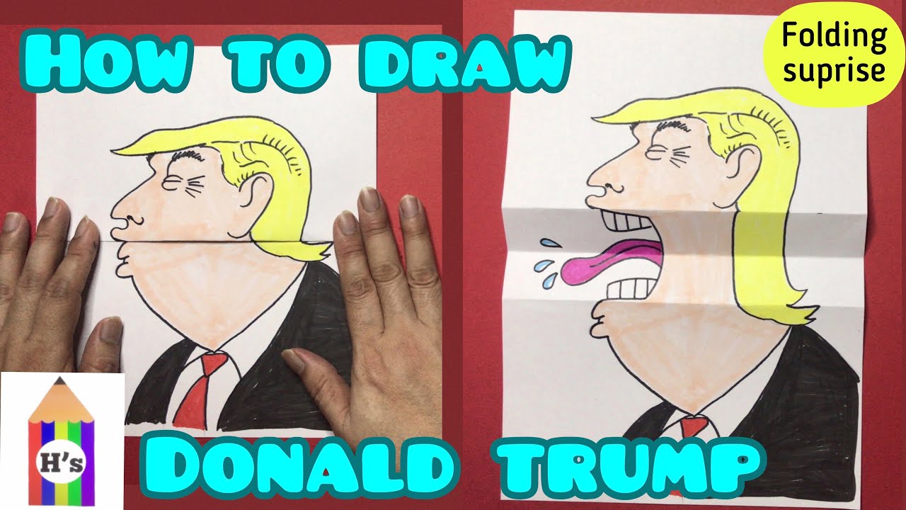 How To Draw Donald Trump (Folding Surprise) | art for kids - YouTube