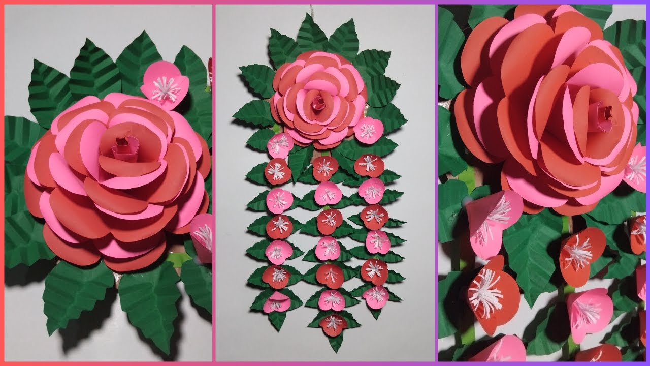 Beautiful Paper Rose Wall Hanging | Easy DIY Flower Decoration for Home ...