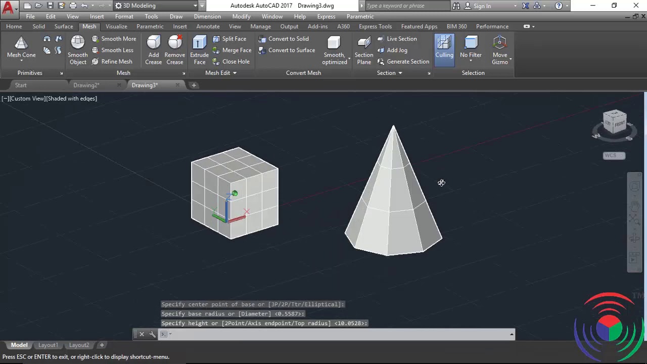 How to use Mesh Box, Cone, Cylinder, Pyramid, Sphere, Wedge,Torus Command - YouTube