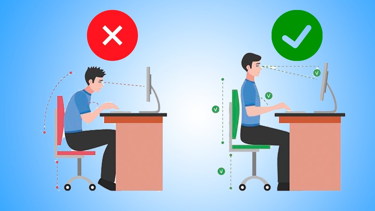 Posición correcta del cuerpo frente a la computadora - YouTube